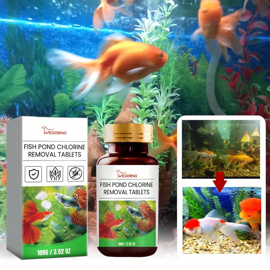 Fish Pond Chlorinated Tablets-100g, Aquarium, Fish Tank, Clean Toxic ...