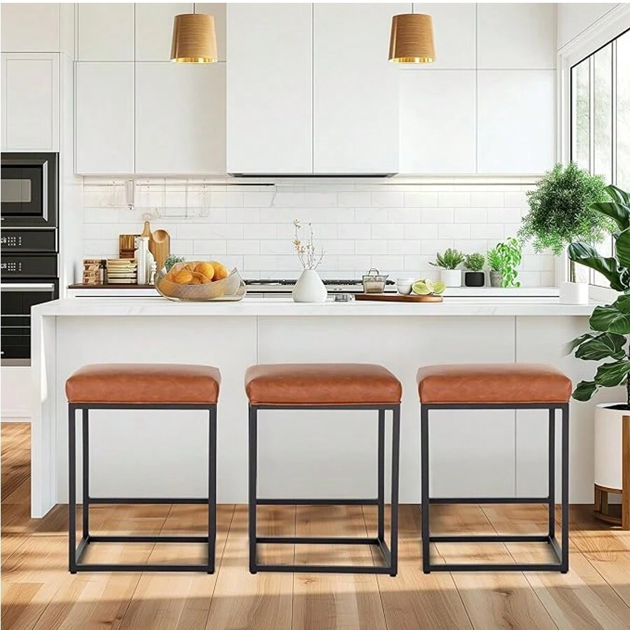 Counter Height Bar Stools Set Of 3 For Kitchen Counter 24 Inch Backless ...