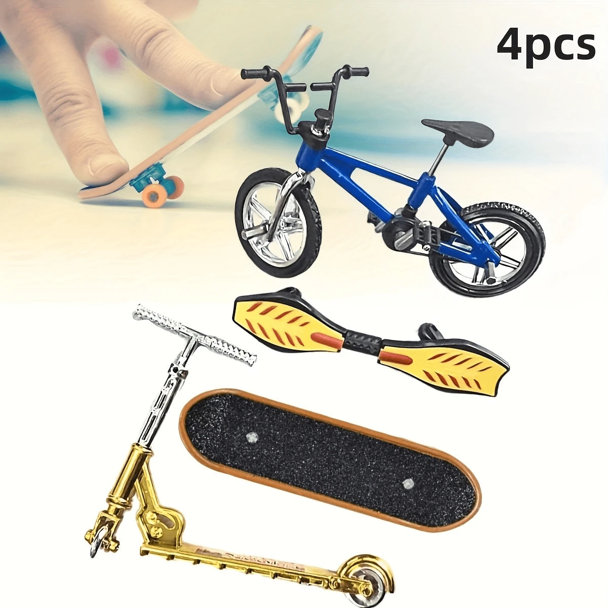 4pcs Sungdogn DIY Mini Finger Scooter Set, Metal & Plastic Swing Board ...