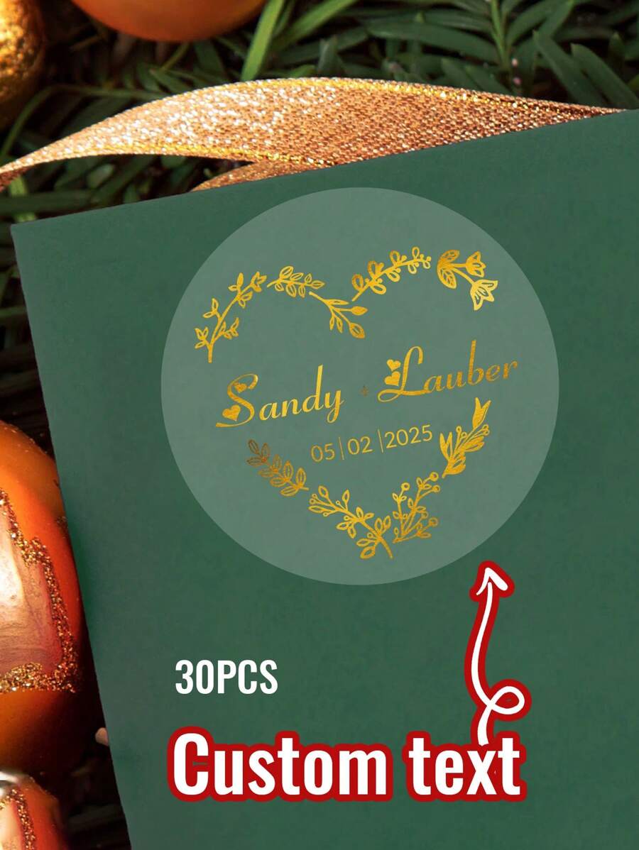 30/60/120/240Pcs Custom Text Round Transparent Hot Stamping Stickers ...