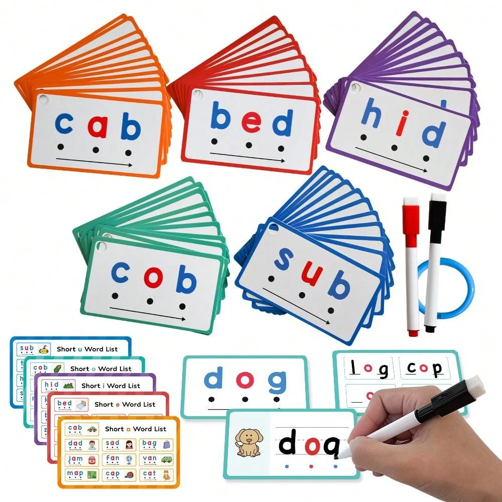 Lachilly English Phonics CVC Word Flashcards (60 Cards) Children ...