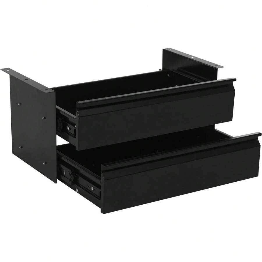 Under Desk Mounted Pull-Out Drawer 16 Inch Lockable Sliding Storage ...