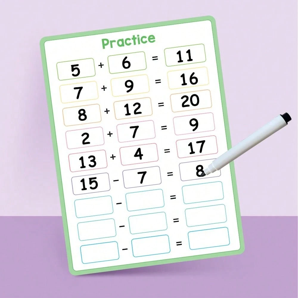 Lachilly 4pcs Addition & Subtraction Whiteboard Dry Erase Double Side ...