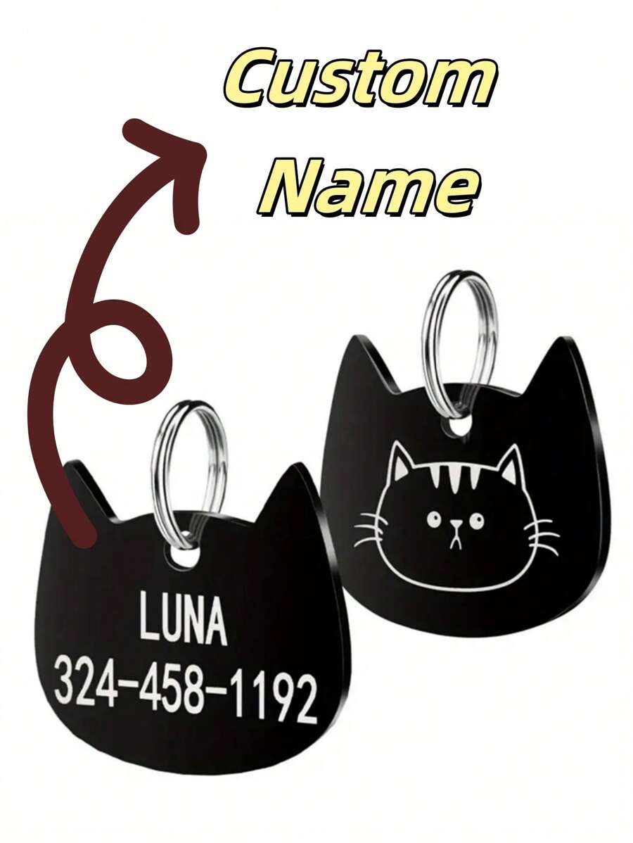 Personalized Stainless Steel Cat Name Tags - Engraved With Your Cat's ...