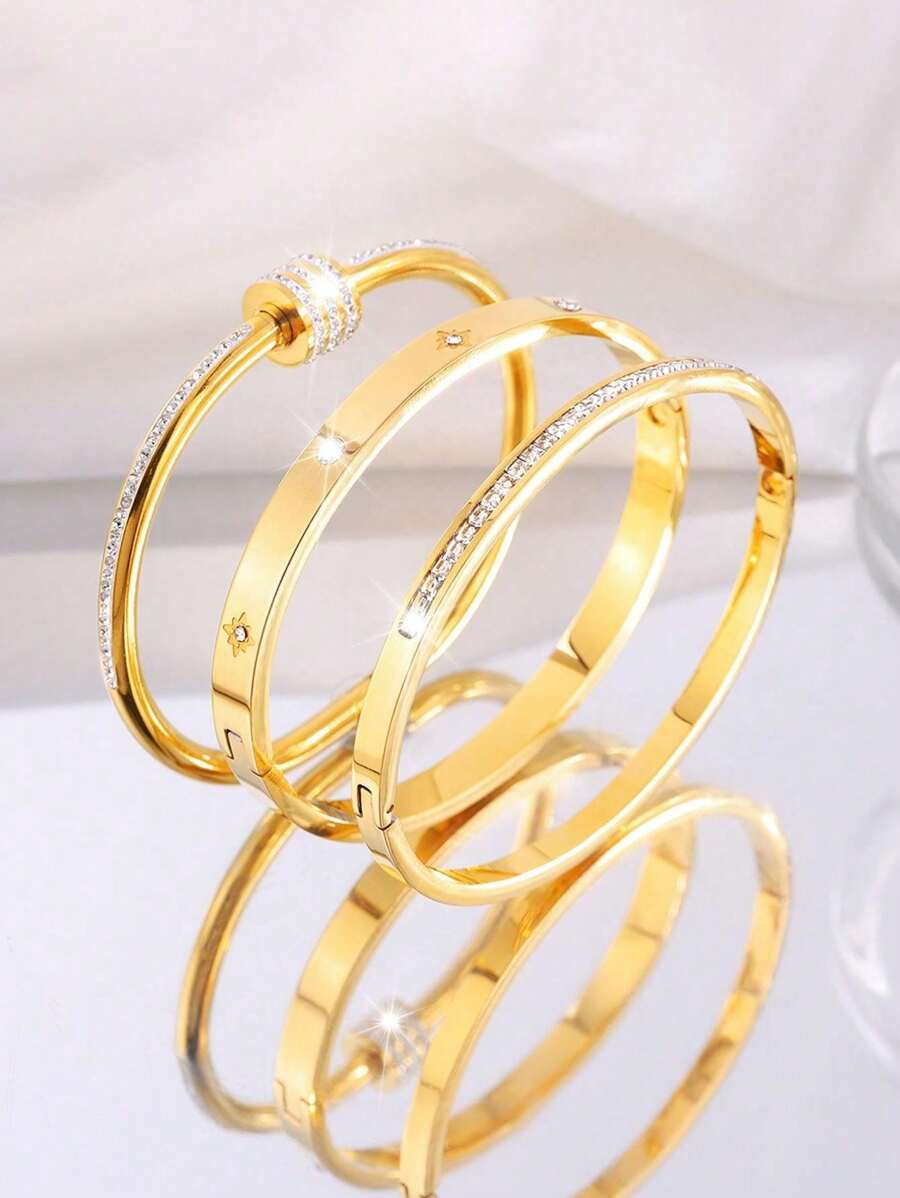 Camhanno 3 Pcs Exquisite Fashion Neutral Stainless Steel Rotating ...