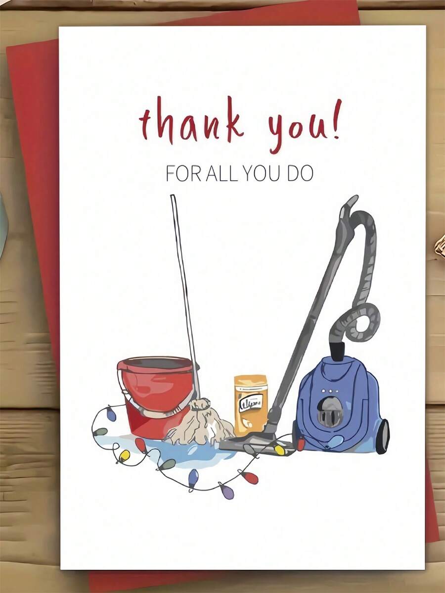 1pc Housekeeper Appreciation Greeting Card, Cleaning Service Thank You ...