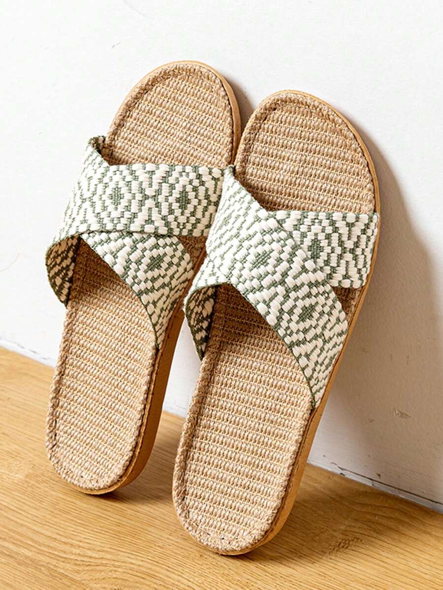 Unisex Linen Slippers, Indoor Non-Slip Floor, Beach, Resort, Home ...
