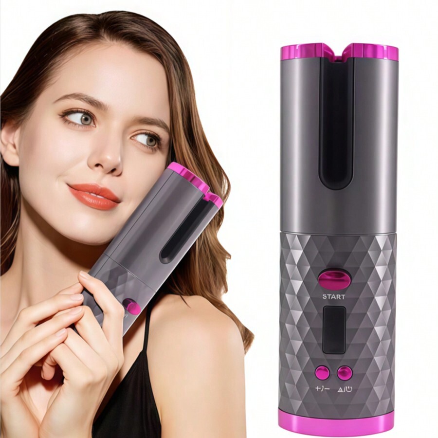Automatic Curling Iron, Cordless Auto Hair Curler, Ceramic Rotating Hair Curler, Portable ...