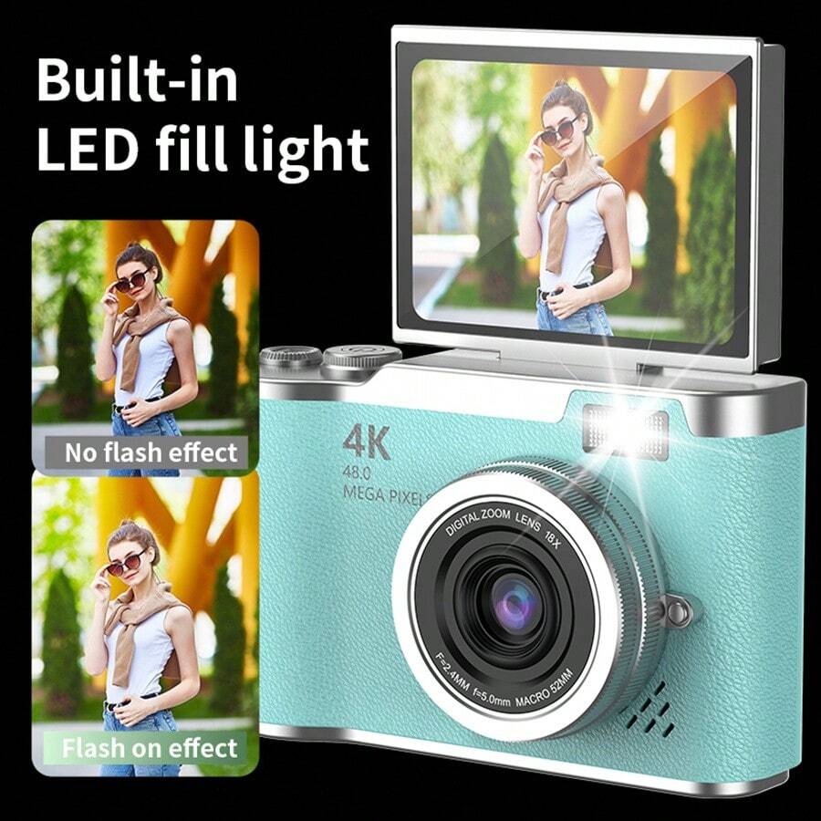 Auto Focus 48MP 4K Face Detection 2.4-Inch Flip Over Display Screen 16X Zoom 800mah Rechargeable ...