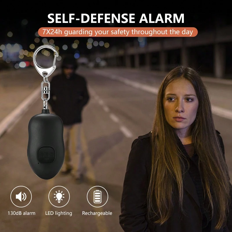 Allarme di autodifesa 130dB, allarme di soccorso personale, allarme di panico ricaricabile con ...