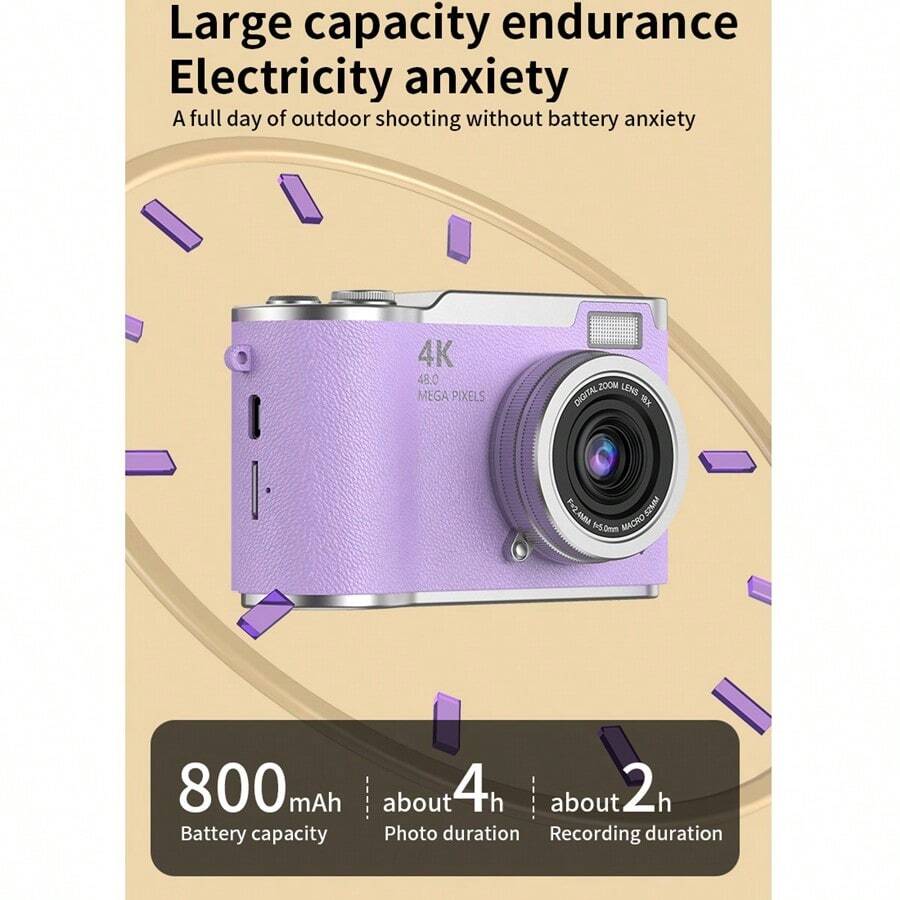 Cámara de vídeo compacta digital con autofoco de 48MP 4K, detección ...