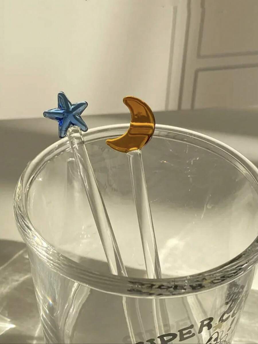 2pcs Glass Stirring Rod, Moon Stirrer For Mixing Beverages, Coffee ...