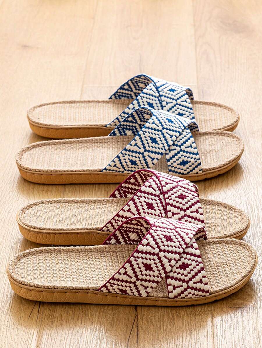 Women's Anti-Slip Linen Slippers, Indoor House Noise-Proof for Sale ...
