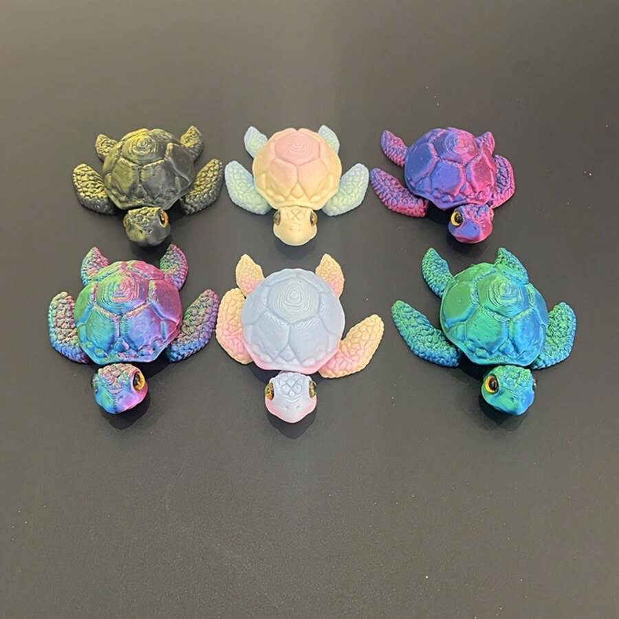 3D Printed Multi-Color Gradient Laser Turtle With Realistic Eyes ...