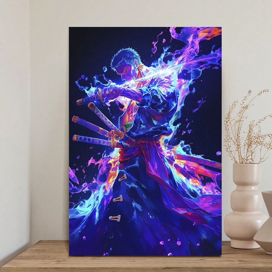 Framed-Roronoa Zoro Artistic Canvas, Iconic Swordmaster Design For ...