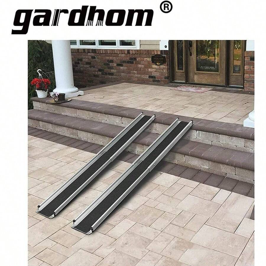 2PCS Telescopic Wheelchair Ramps 5FT Gardhom Portable Adjustable Ramps ...