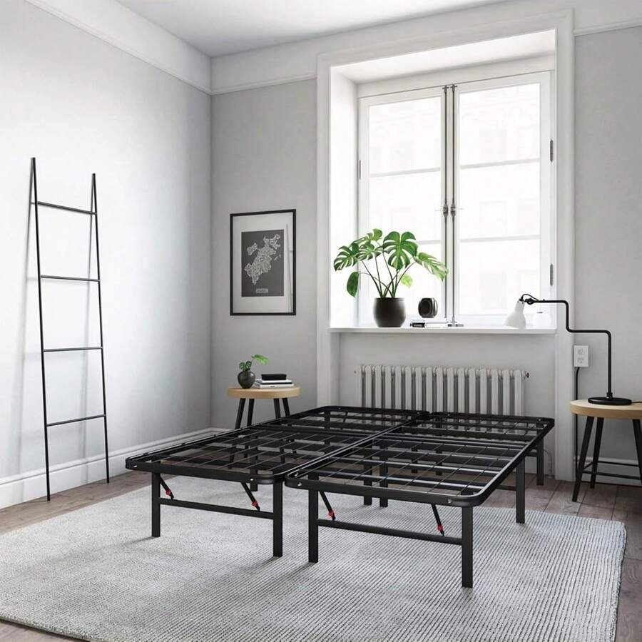 Hercules Folding Metal Bed Frame, 14 Inch Platform Mattress Foundation ...