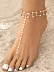 1pc Women's Bohemian Multi-Layer Heart Shaped Anklet, Summer Beach Foot ...