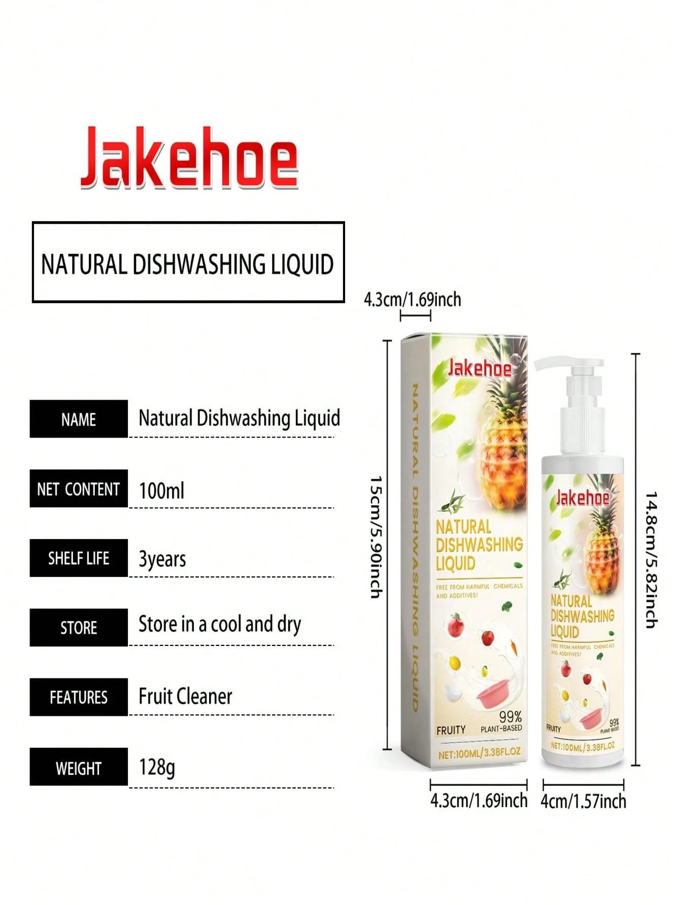 100ml Fruit & Vegetable Cleaning Liquid, Gently Removes Grease, Cleans ...