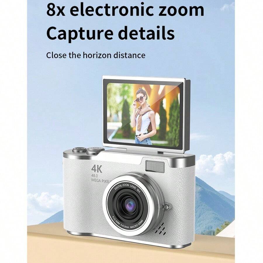 Auto Focus 48MP 4K Face Detection 2.4-Inch Flip Over Display Screen 16X Zoom 800mah Rechargeable ...