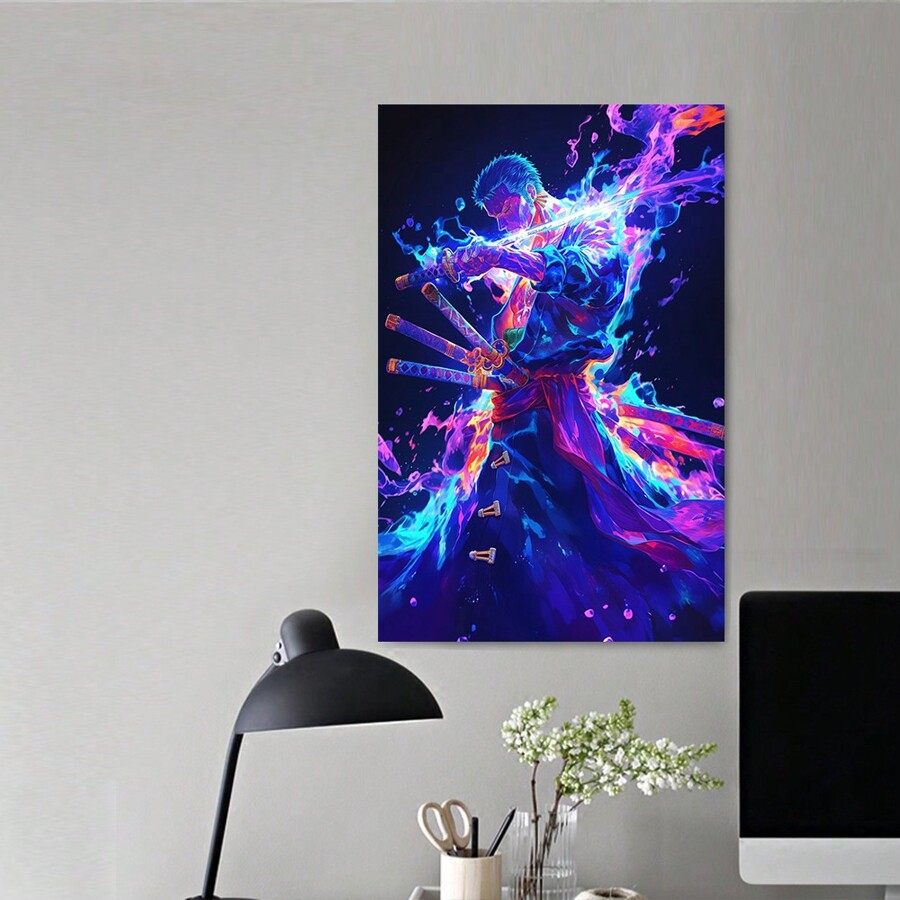 Framed-Roronoa Zoro Artistic Canvas, Iconic Swordmaster Design For ...