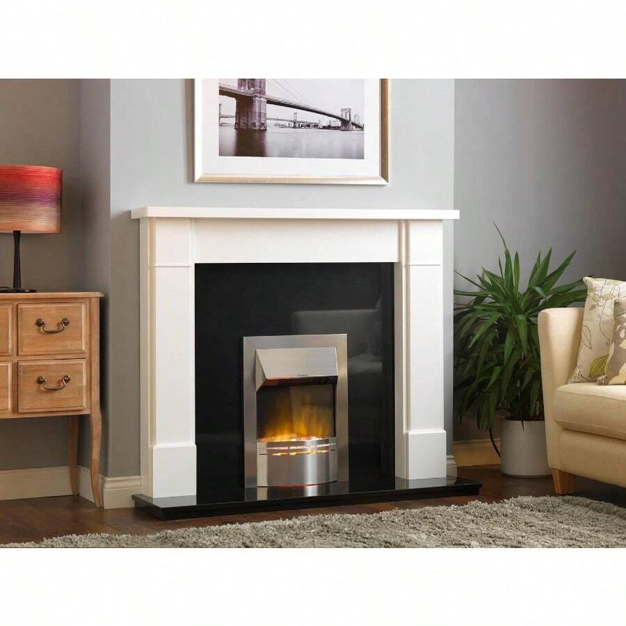 Dimplex Dakota Optiflame Inset Electric Fire Modern Brushed Stainless ...