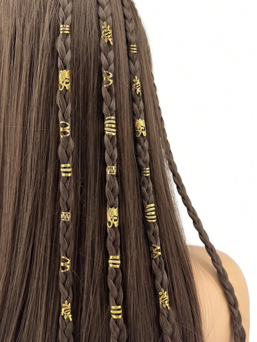 70Pcs Hair Beads Hair Cuffs Braiding Hair Rings Alloy Hair Charms For ...