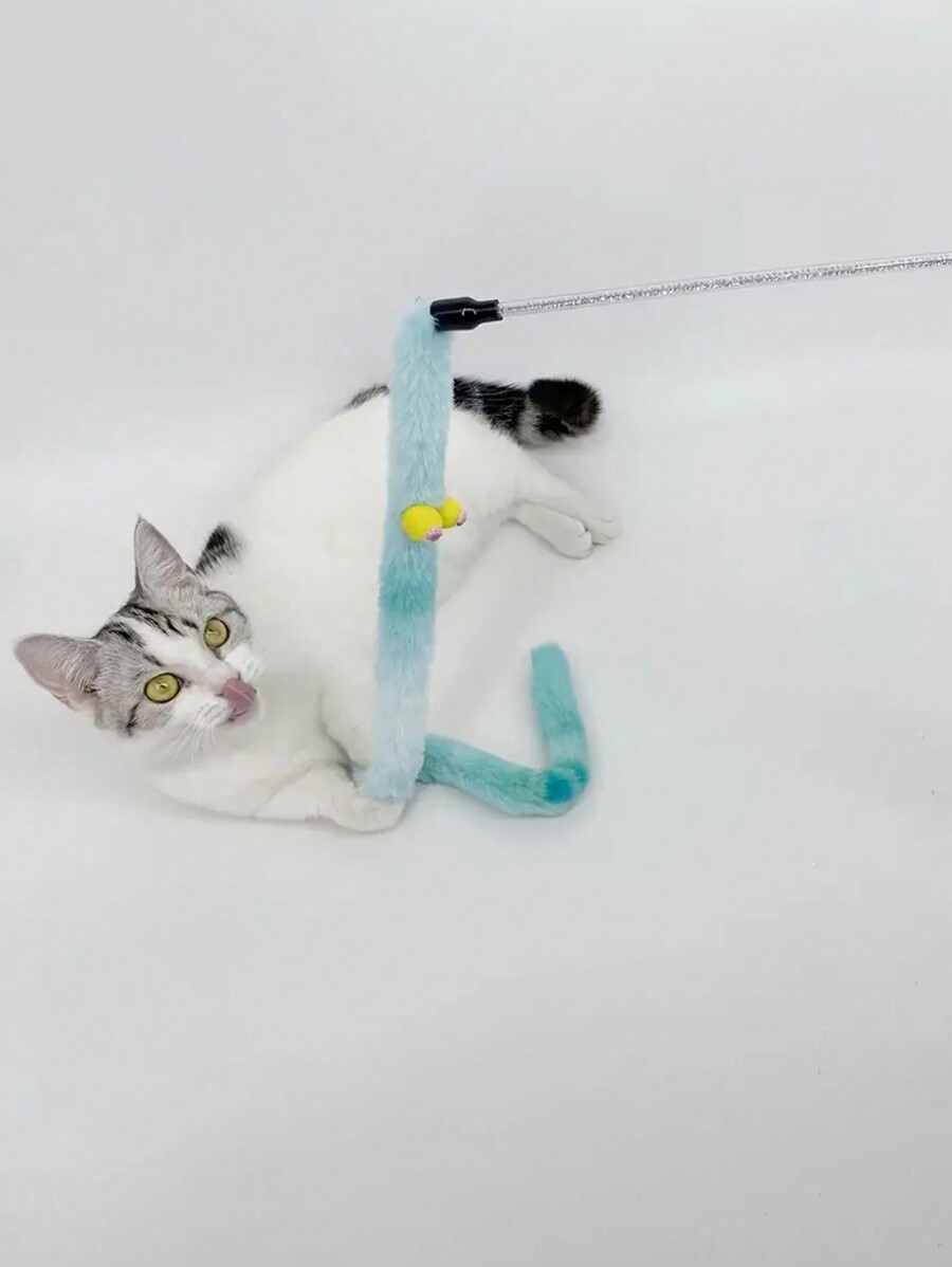 1pc Cute Caterpillar Cat Toy Stick With Bell - Durable Interactive Toy ...