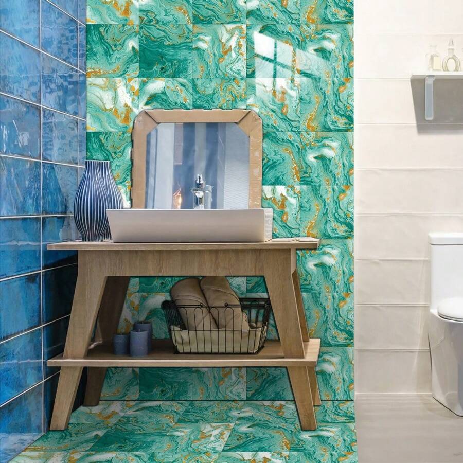 10pcs Vintage Marble Pattern Self-Adhesive PVC Tile Stickers, For ...