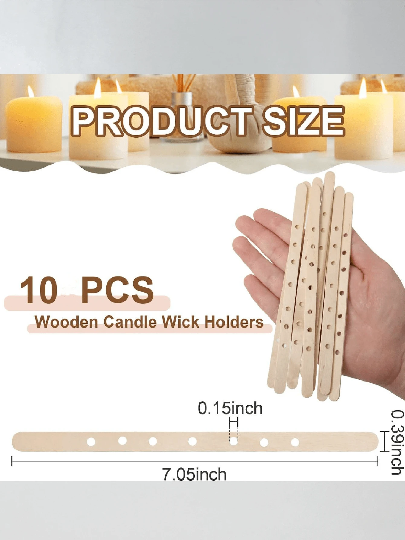 10 Pieces Of Wooden Wick Holders, Wick Centering Devices, Wick Strips ...