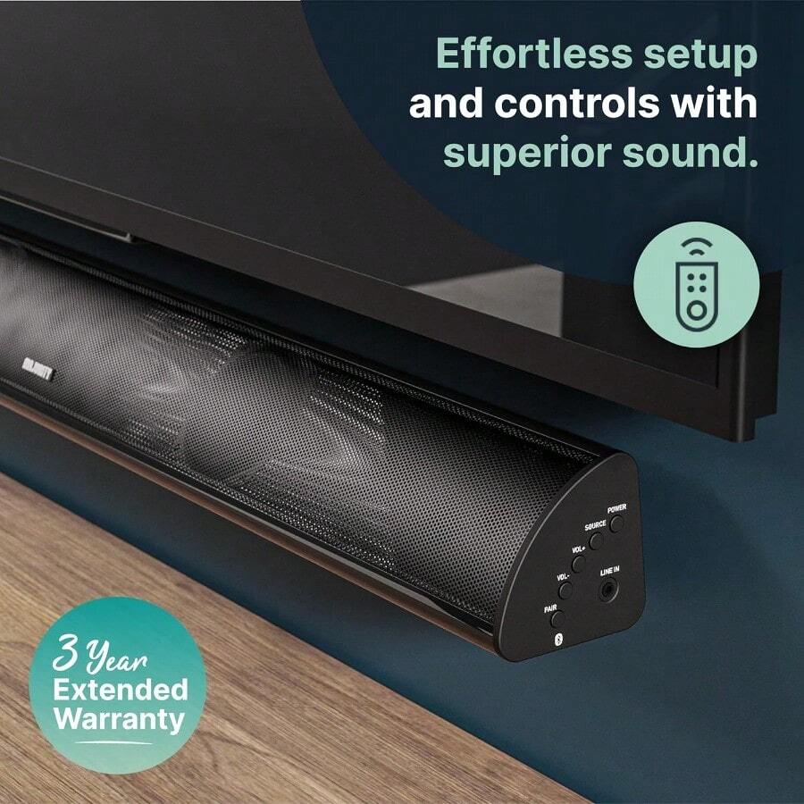 MAJORITY Snowdon | Bluetooth Sound Bar For TV | Built-In Subwoofer | 120 Watts 2.1 Channel Sound ...