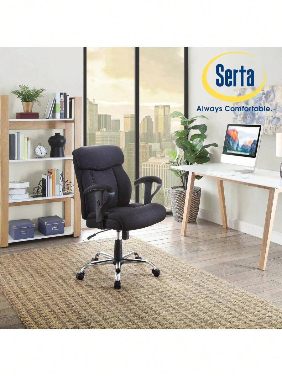 Serta Commercial Grade Task Office Chair, Supports Up To 300 Lbs., Dark ...