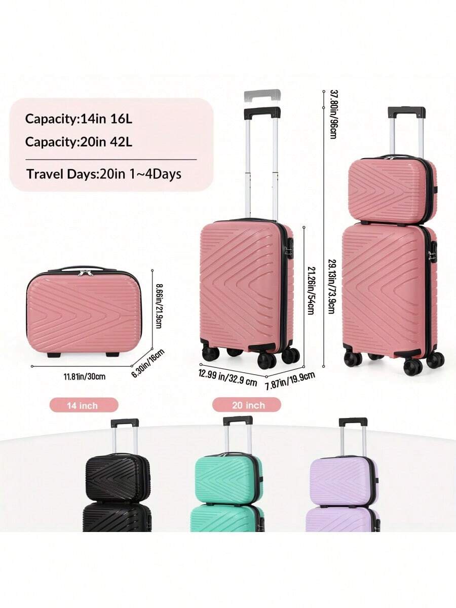 [Lightweight ABS Luggage Set] 2pcs Lightweight ABS Carry-On Luggage Set ...