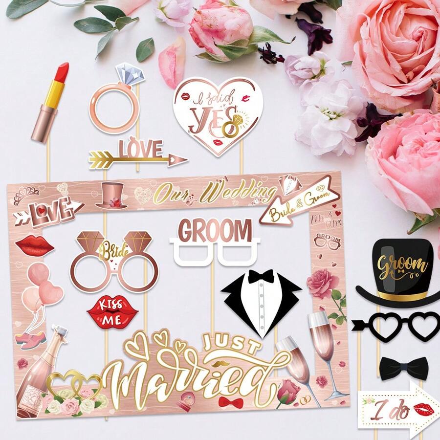 1 To 25pcs Wedding Decorations Photo Frame Prop For Bride And Groom ...