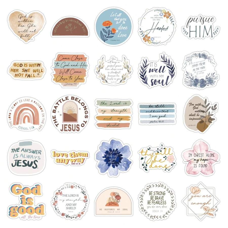 50PCS Jesus Bible Verses Stickers Aesthetic Vinyl Stickers Decals ...