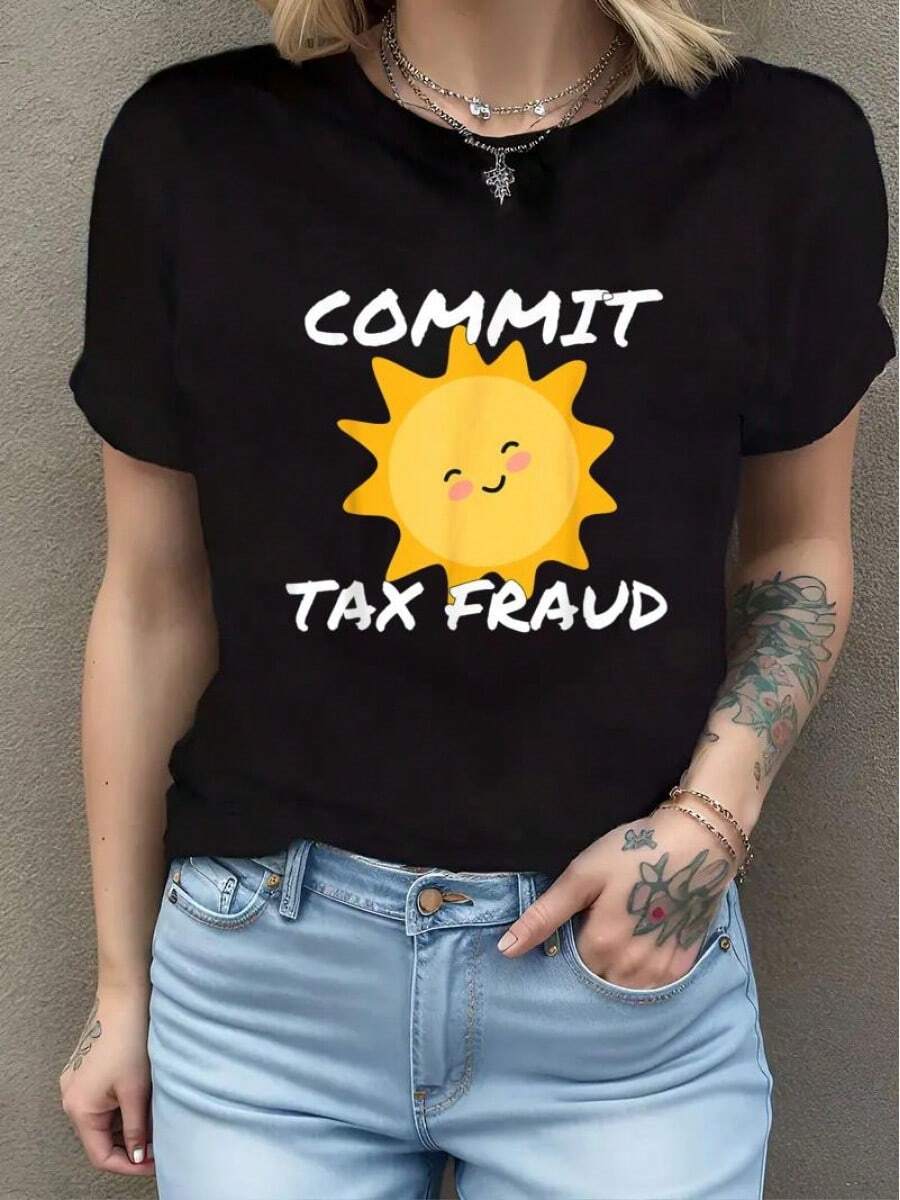 Retro Commit Tax Fraud Funny Ironic Tax T-Shirt | SHEIN USA