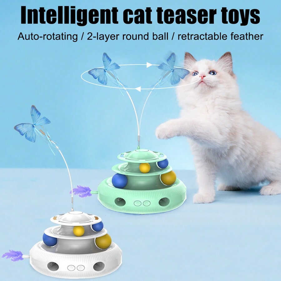 New Smart Electric Cat Toy, Self-Playing Rotating Disk With Butterfly ...