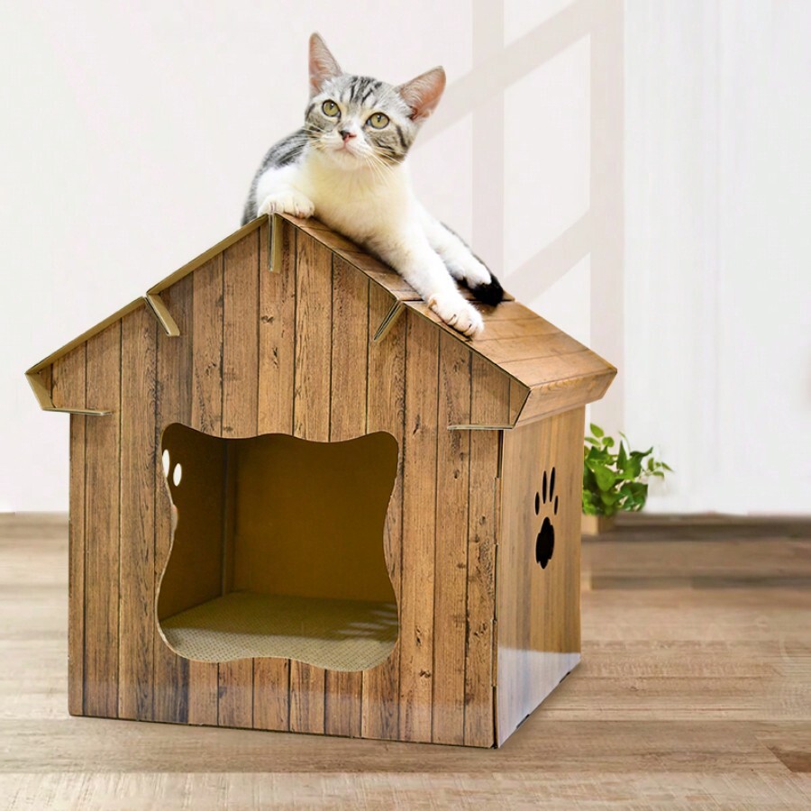 Cat Scratching House Durable Scratch Board Pet House With Cat Scratcher ...