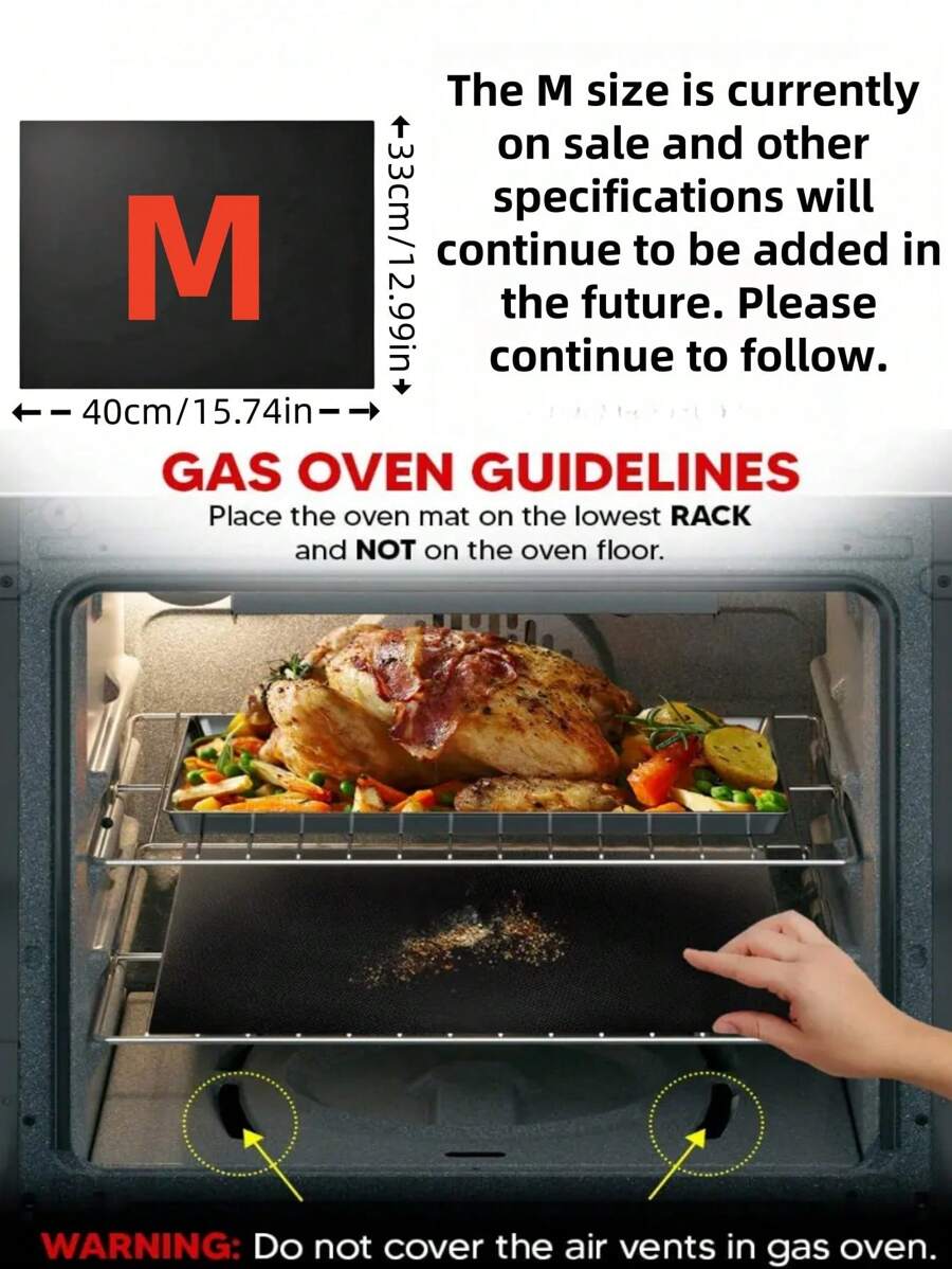 Non-Stick Oven Liner Pad - 40cm X 33cm Reusable Non-Stick Oven ...