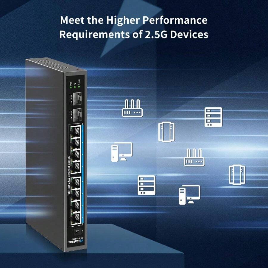 10 Port 2.5Gb Unmanaged Ethernet Switch With 8* 2.5G Base-T Ports 2 ...