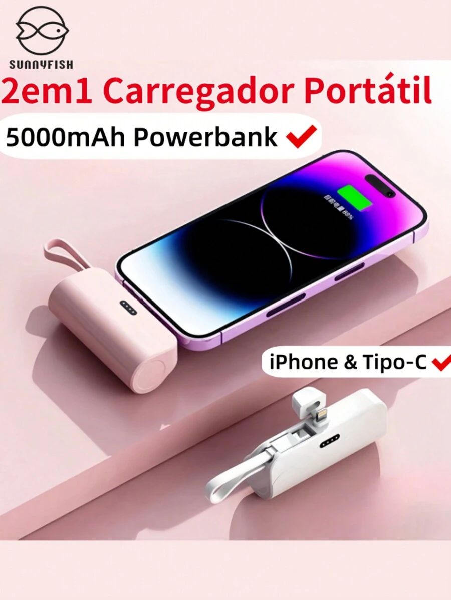 Mini Power Bank 5000mAh Wireless Charger 2-In-1 Portable Charger For ...