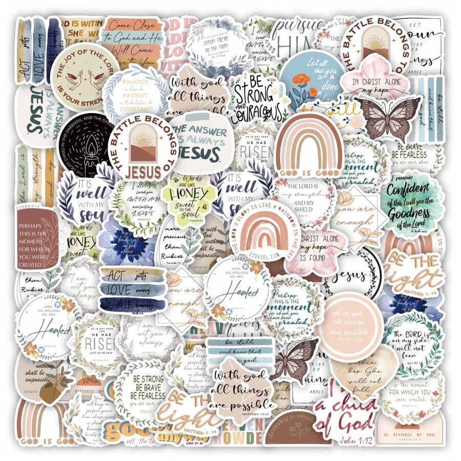 50PCS Jesus Bible Verses Stickers Aesthetic Vinyl Stickers Decals ...