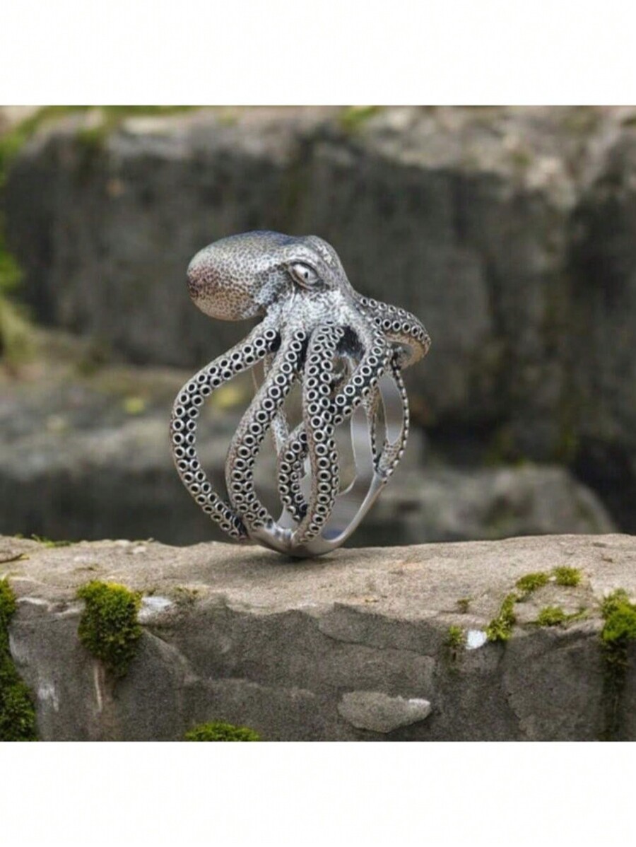 1pc Vintage Silver Octopus Ring, Sailor Ring, Octopus Tentacle Ring ...