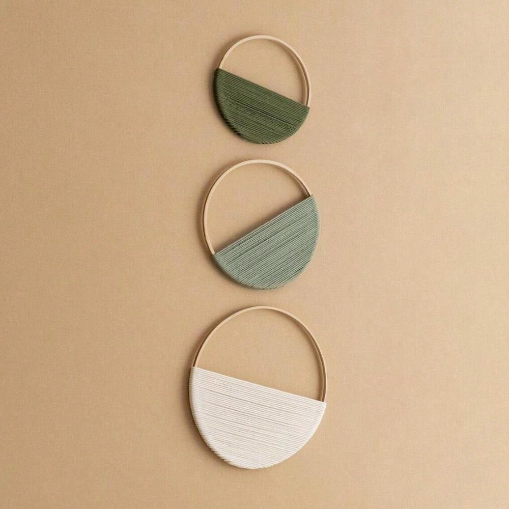 3pcs/Set Macrame Wall Hanging, Boho Style Bamboo Ring Wall Decor ...