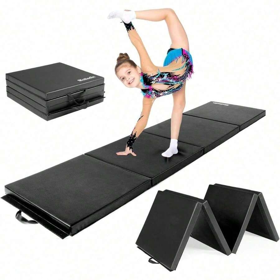 8' Folding Gymnastics Gym Exercise Aerobics Mat, 8ft X 2ft X 2in PU ...