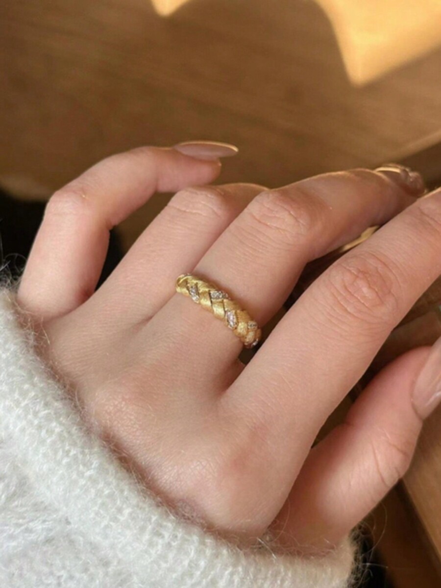 1pc French Brushed Braided Ring For Women 925 Sterling Silver Thin Rings Thumb Rings Fine ...