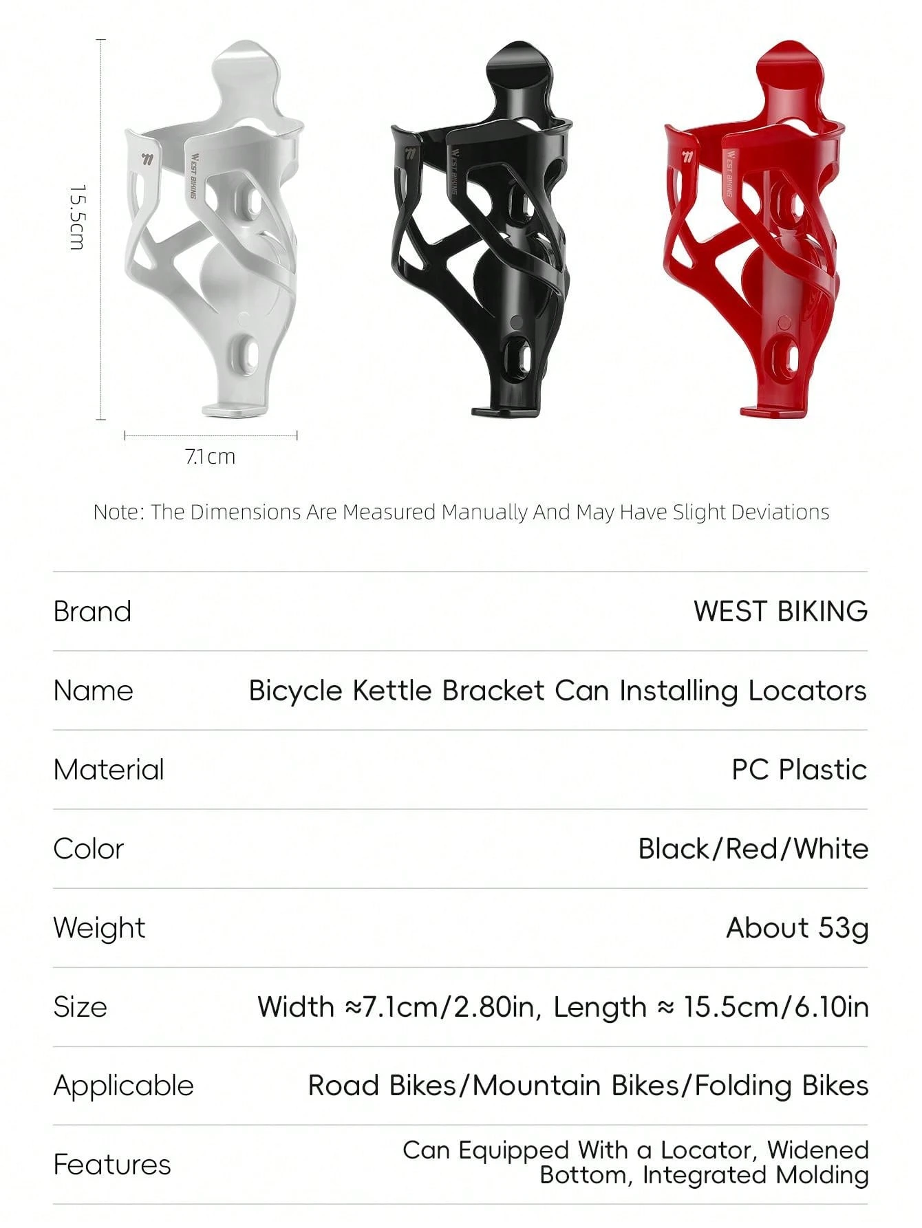 WEST BIKING WEST BIKING Bicycle Kettle Rack Road Bike Airtag ...