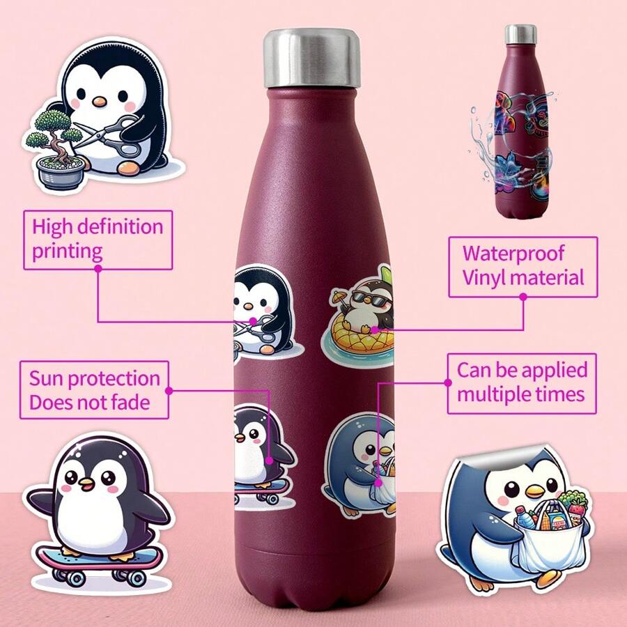 50PCS Cute Penguins Stickers Vinyl Aesthetics Stickers For Scrapbooking ...