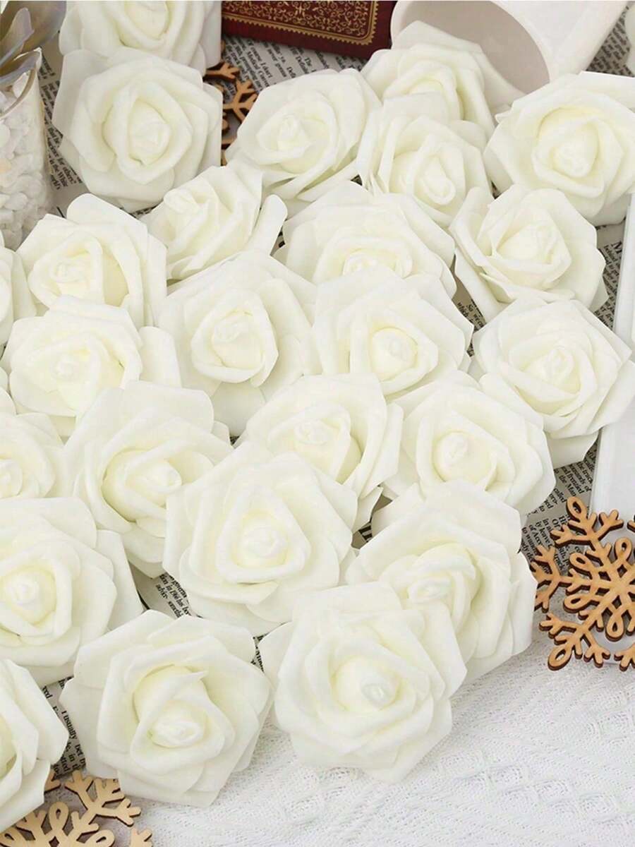 100Pcs Artificial Rose Flower Heads, Fake Foam Roses Without Stem For ...
