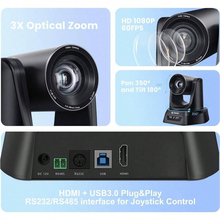 TONGVEO Conference Room PTZ Camera System | 1080P 60fps With 3X Optical ...